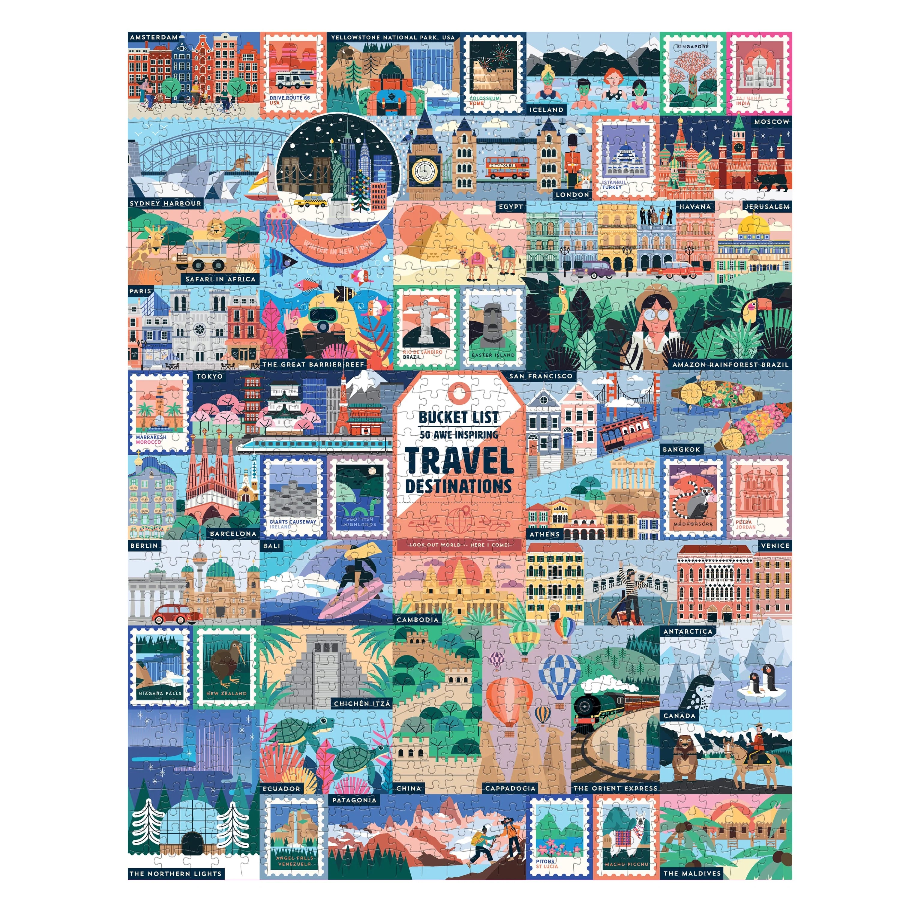 50 Awe-Inspiring Travel Destinations Bucket List 1000 Piece Jigsaw Puz ...
