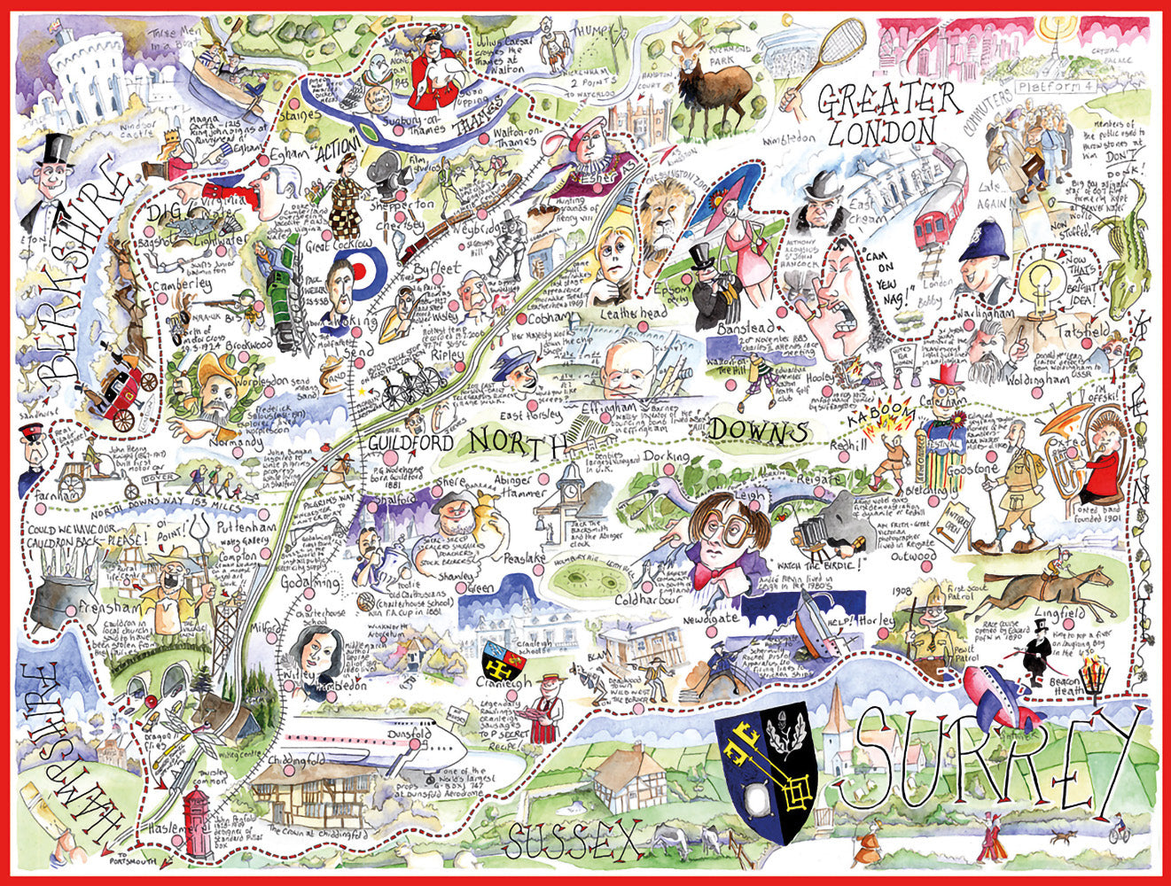 Map of Surrey - Tim Bulmer 1000 Piece Jigsaw Puzzle – All Jigsaw Puzzles